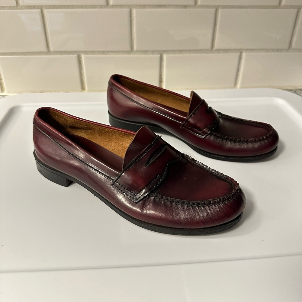 Bass Vintage Leather Weejuns Red/Brown Woman Coastal … - Gem